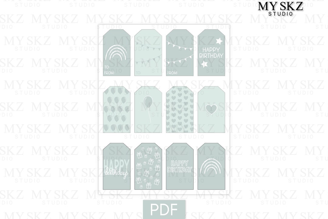 Birthday Printable Gift Tag Pdf Instant Digital Download - Etsy