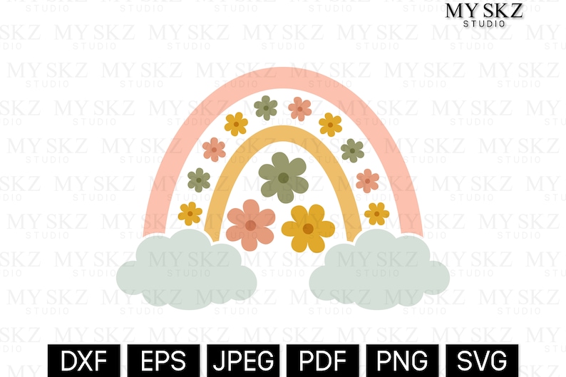 Floral Rainbow Dxf, Eps, Jpeg, Pdf, Png, Svg Instant Digital Download ...