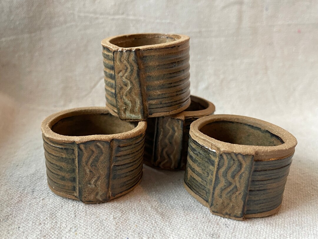 Napkin Rings, Pottery Napkin Rings, Handmade, Rustic Napkin Rings ...