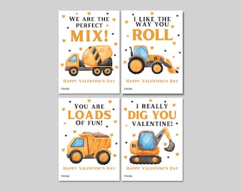 EDITABLE CONSTRUCTION THEME Kids Valentine Cards, Printable Valentine's ...