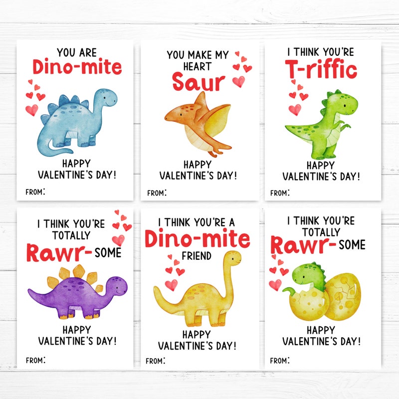 Valentine Class Dino Card - Etsy