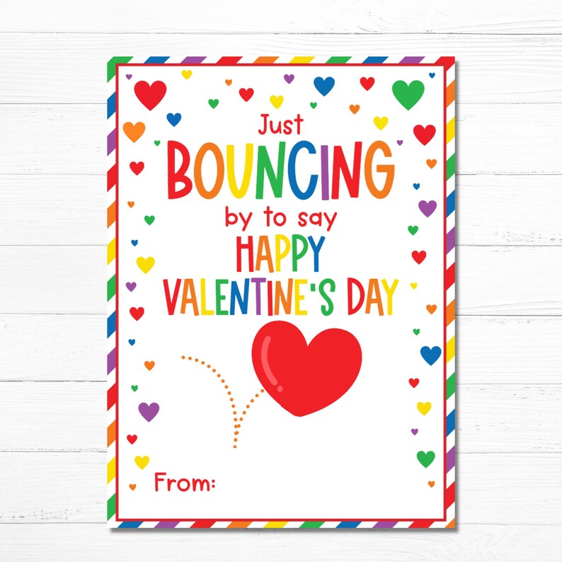 Bouncy Ball Valentine Card - Printable - Kids Valentines - Digital ...
