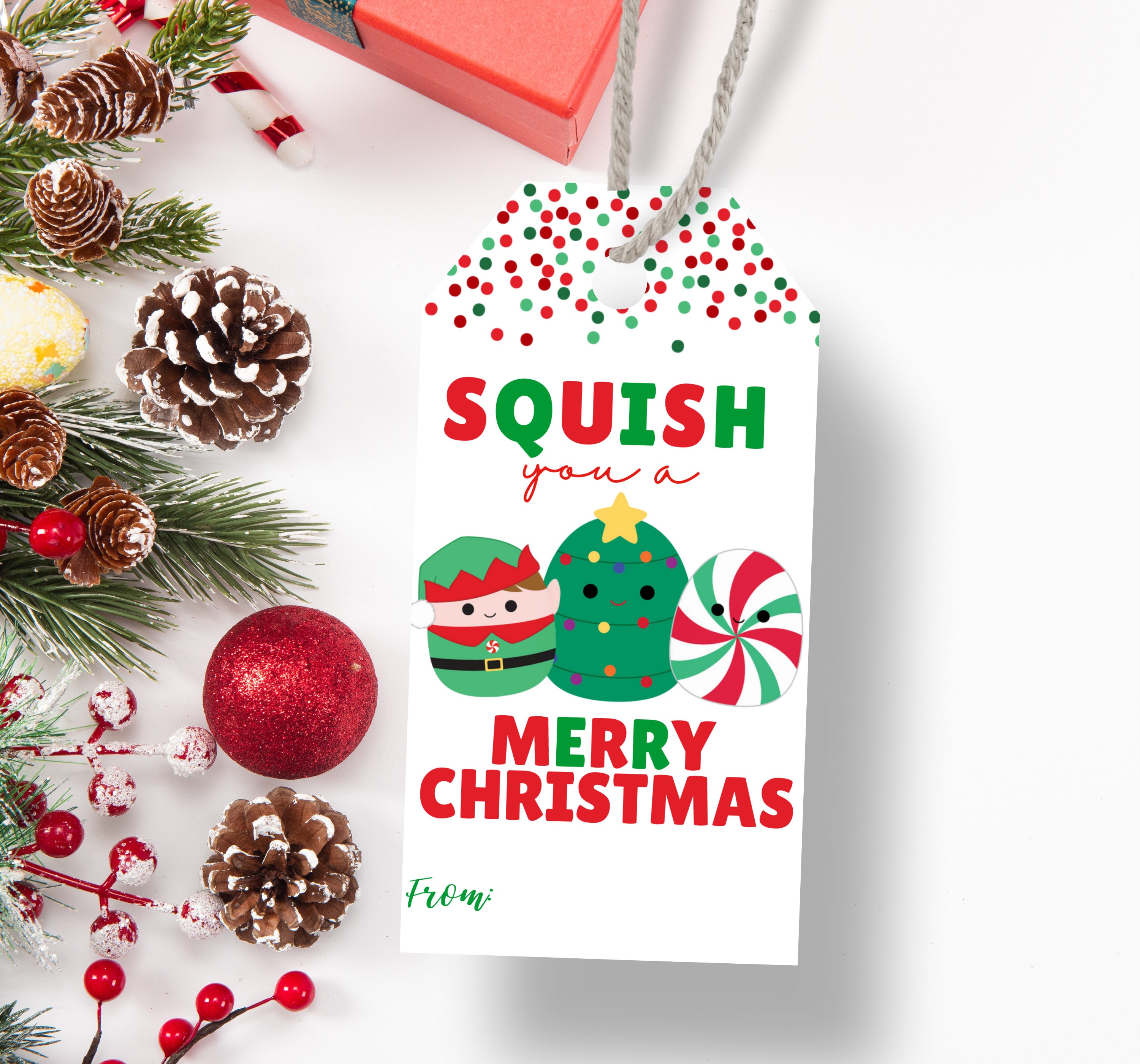 Squish Gift Tag Printable Christmas Favor Tag Instant Download Digital ...