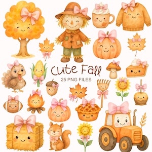Cute Fall Clipart - Watercolor - Autumn Png - High Quality - Turkey ...