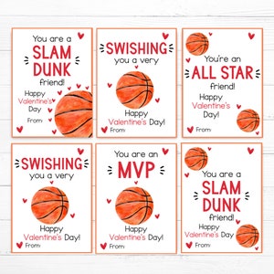 Basketball Valentine Printable Kids Valentine Cards Instant Download ...