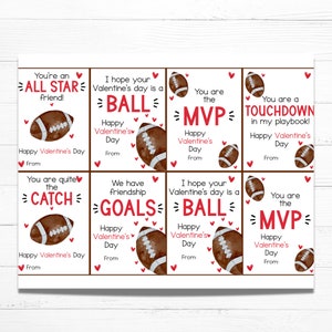 Football Valentine - Printable - Kids Valentine Cards - Instant ...
