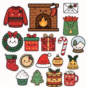 Cute Christmas Clipart - Santa - Reindeer - Snowman - Gingerbread ...