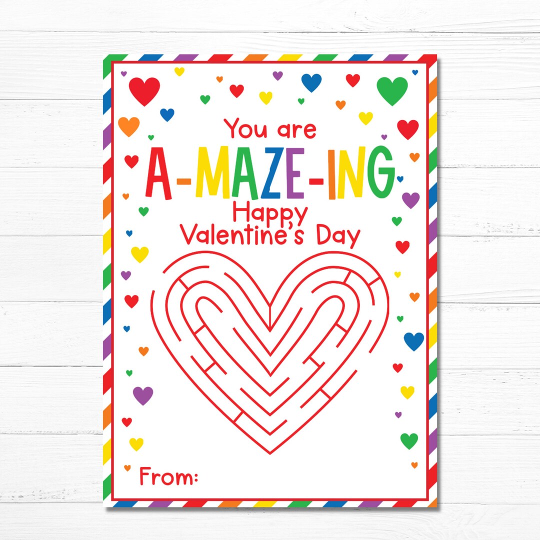 Maze Valentine Cards - Printable - Kids Valentines - Digital Download ...