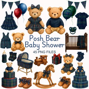 Posh Baby Bear Clipart - Watercolor- Nursery Clipart - Cute Clipart ...