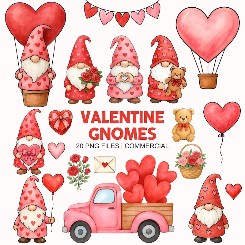 Valentine Gnome Clipart - Etsy