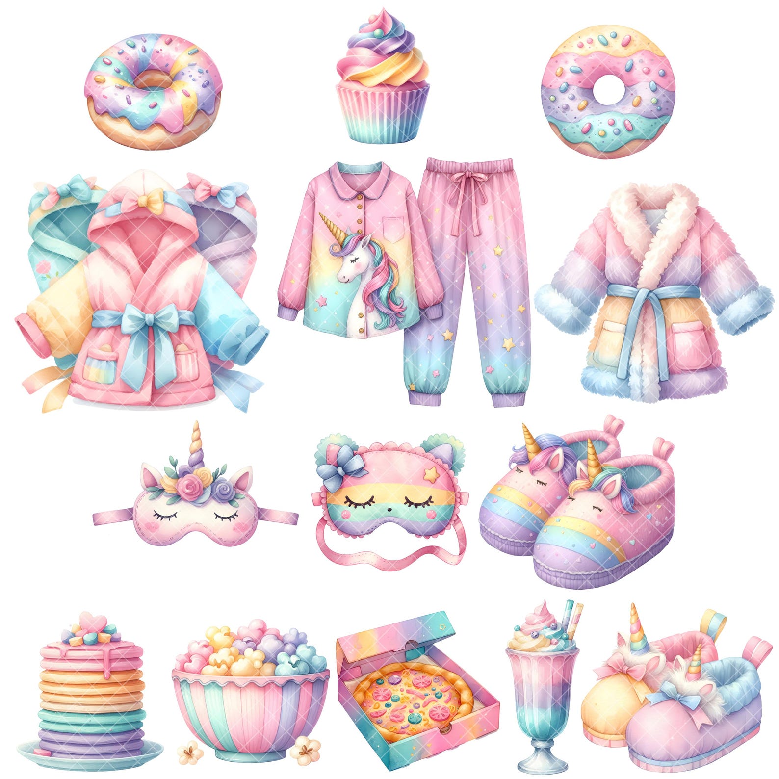 Slumber Party Clipart - Watercolor - Cute Sleepover Png - High Quality ...