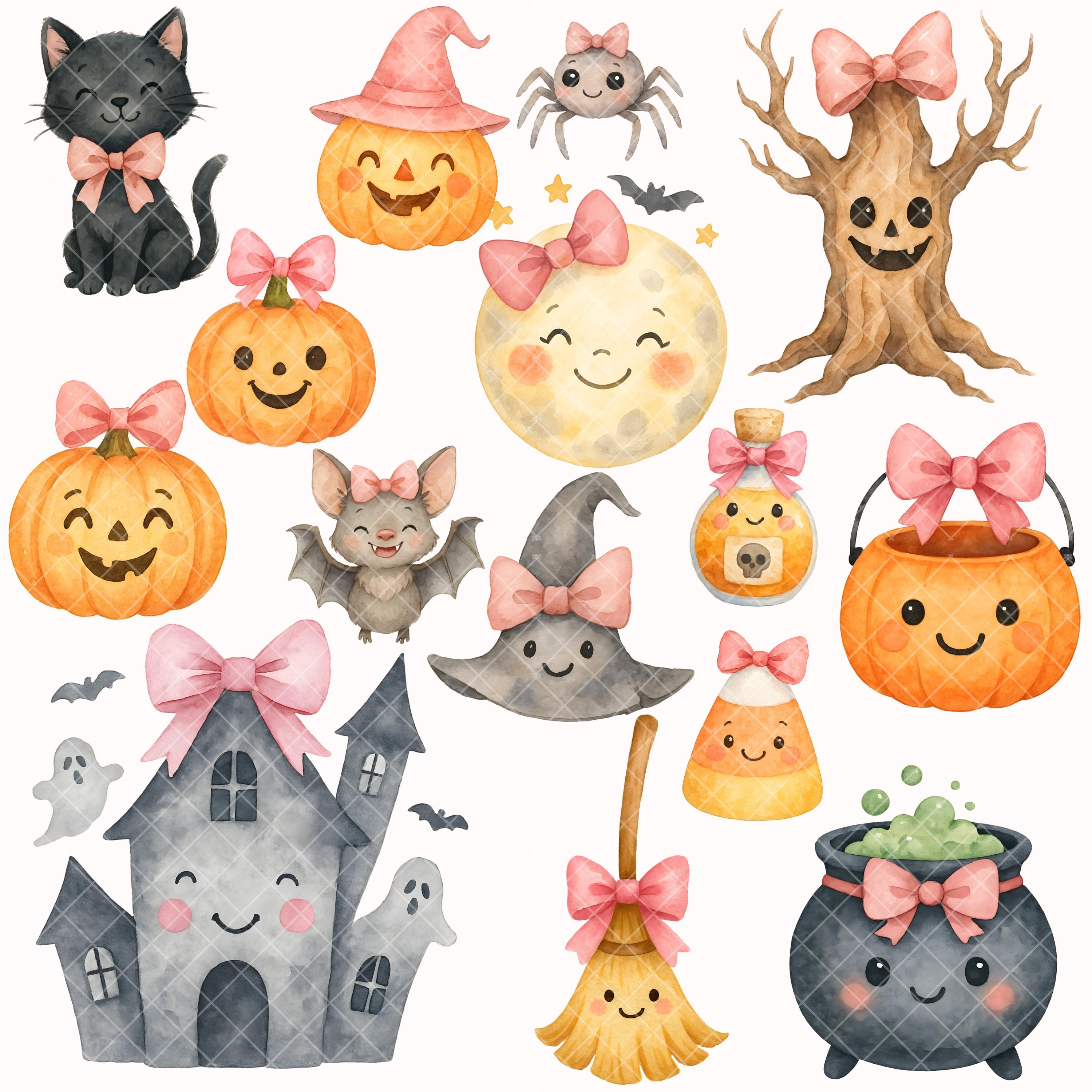 Cute Halloween Clipart - Watercolor - Halloween Png - High Quality ...