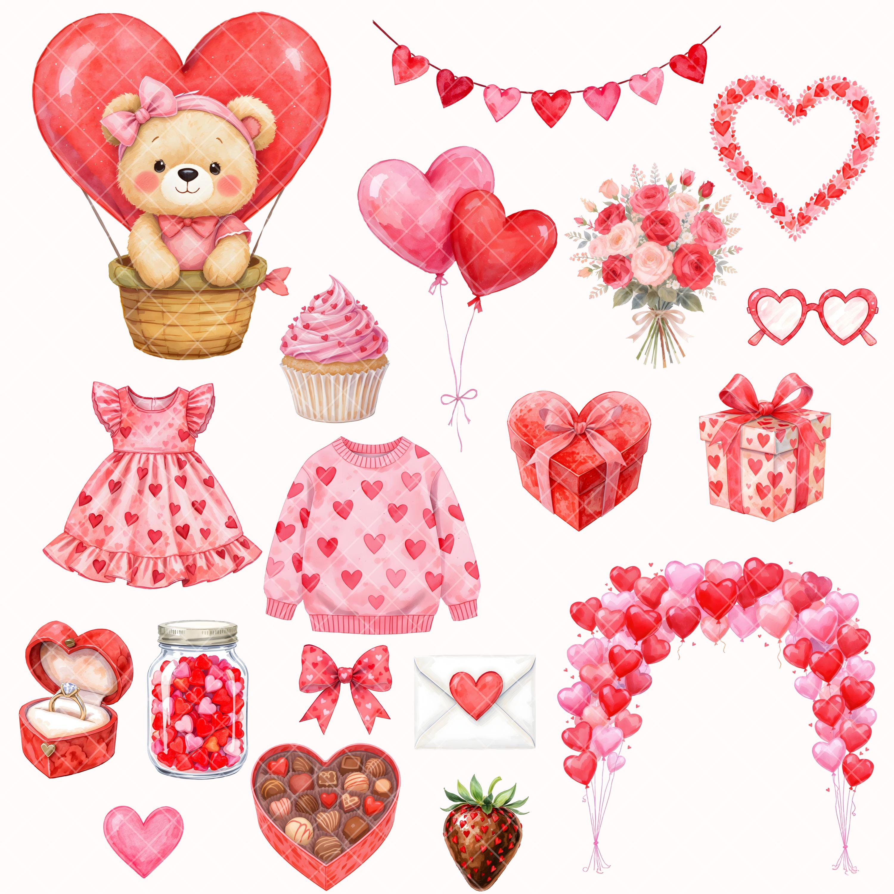 Watercolor Teddy Bear Clipart – Valentine's Day PNG, Birthday, Baby ...