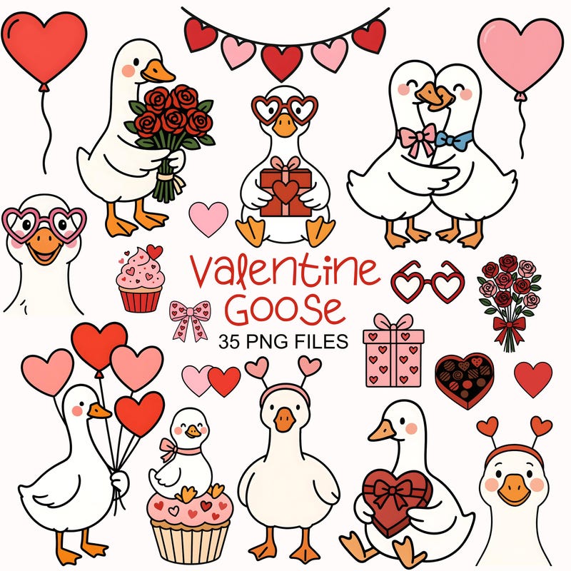 Goose Valentine Cute Svg - Etsy