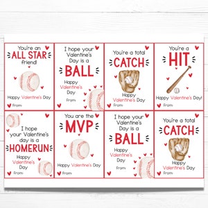 Baseball Valentine Printable Kids Valentine Cards Instant Download ...