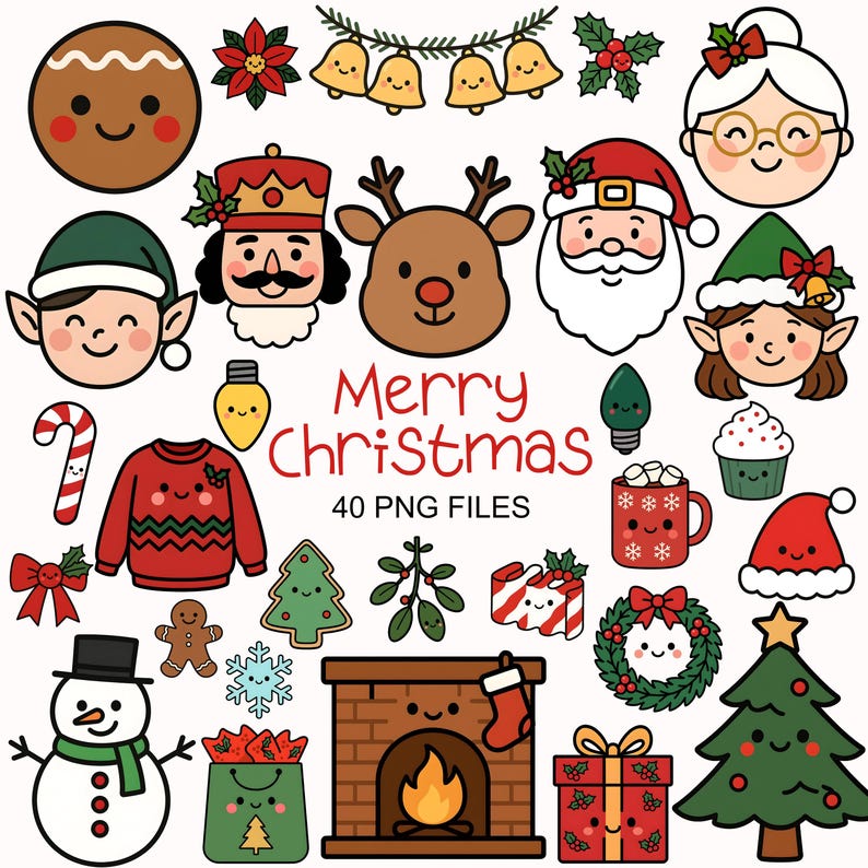 Cute Christmas Clipart - Santa - Reindeer - Snowman - Gingerbread ...