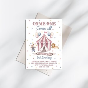 Circus Invitation Editable Printable Canva Template Carnival Birthday ...