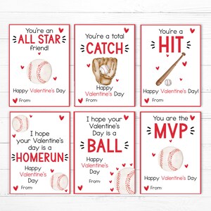 Baseball Valentine Printable Kids Valentine Cards Instant Download ...