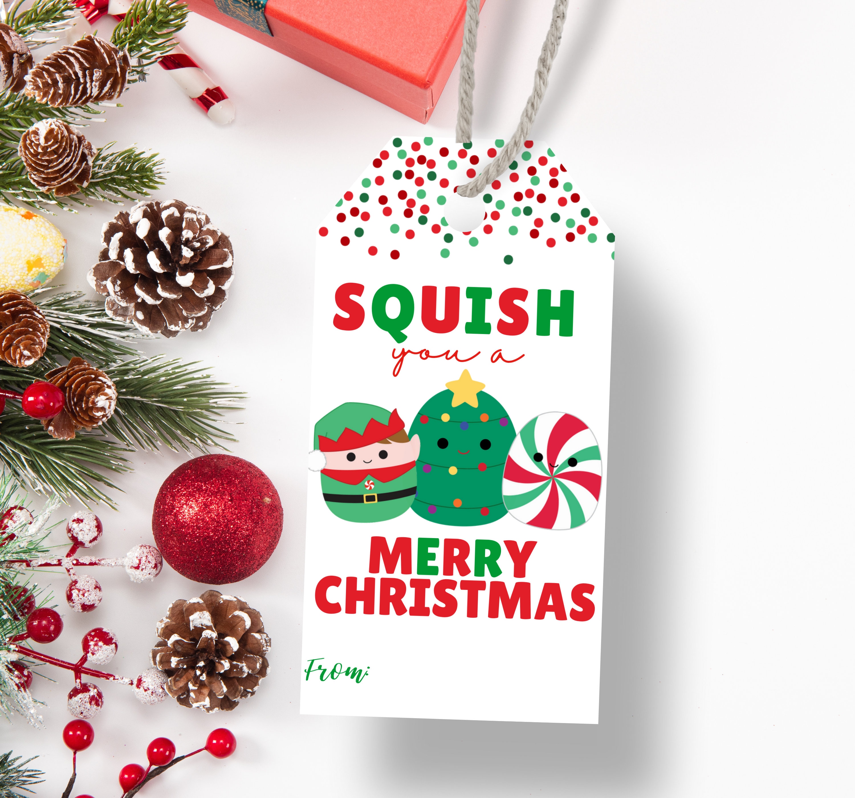 Squish Gift Tag Printable Christmas Favor Tag Instant Download Digital ...