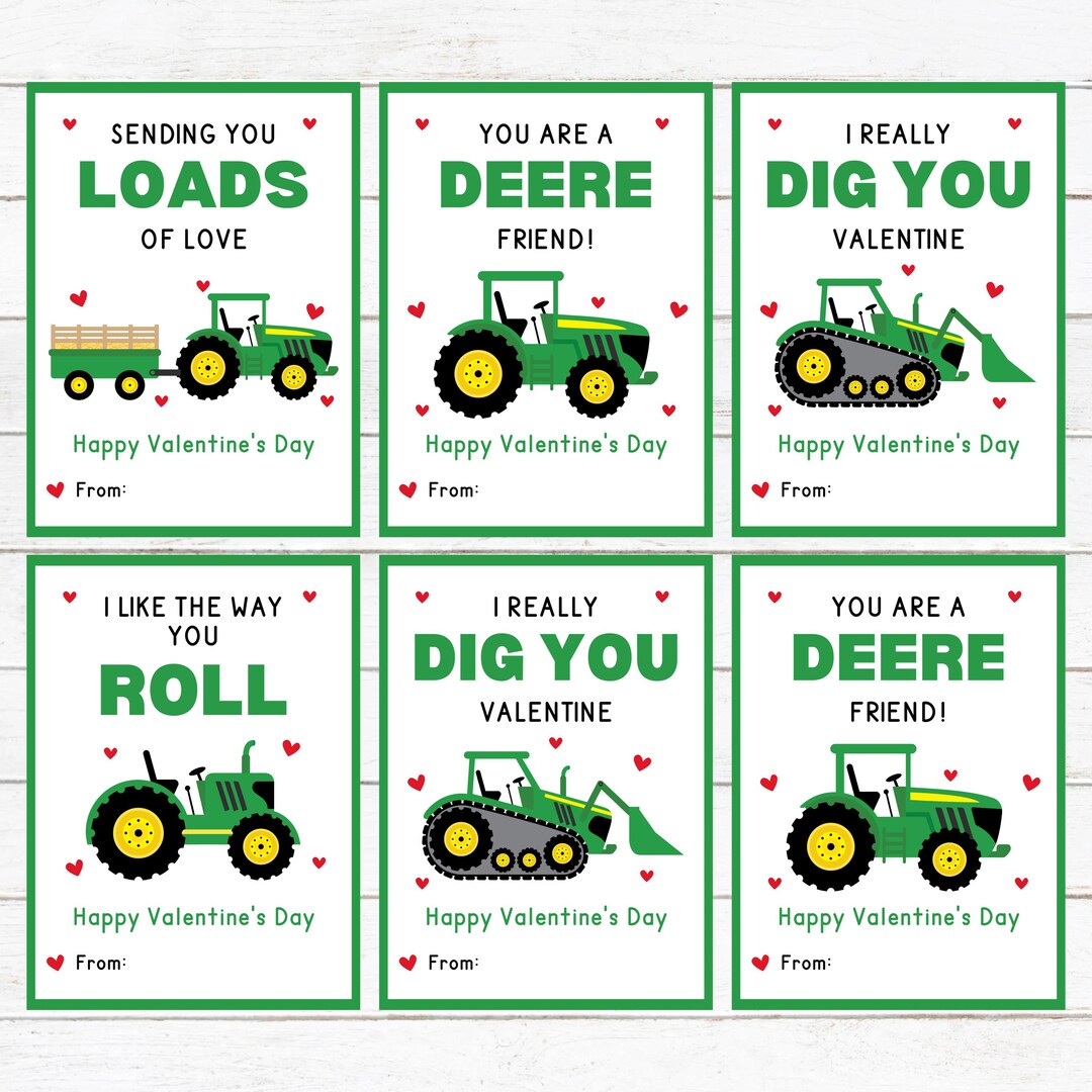 Tractor Valentine Cards - Printable - Kids Valentines - School ...