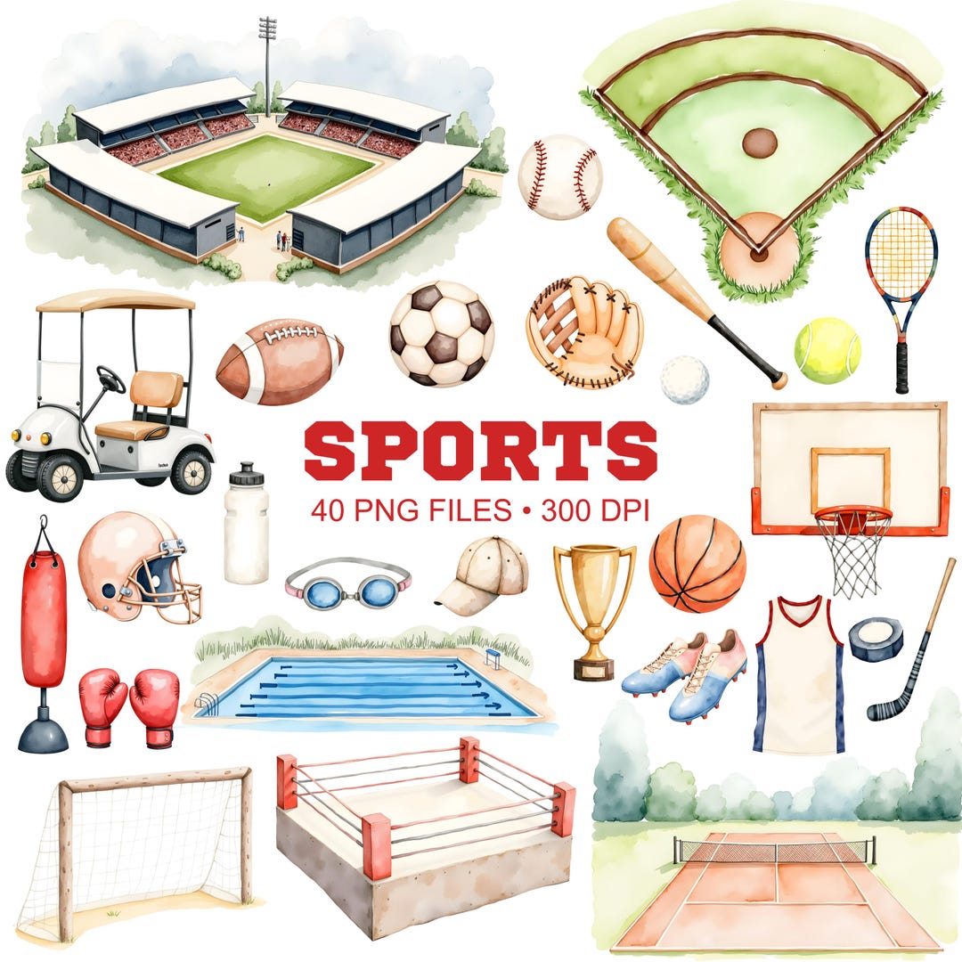 Sports Clipart - Watercolor - Sport Png - High Quality - Football ...