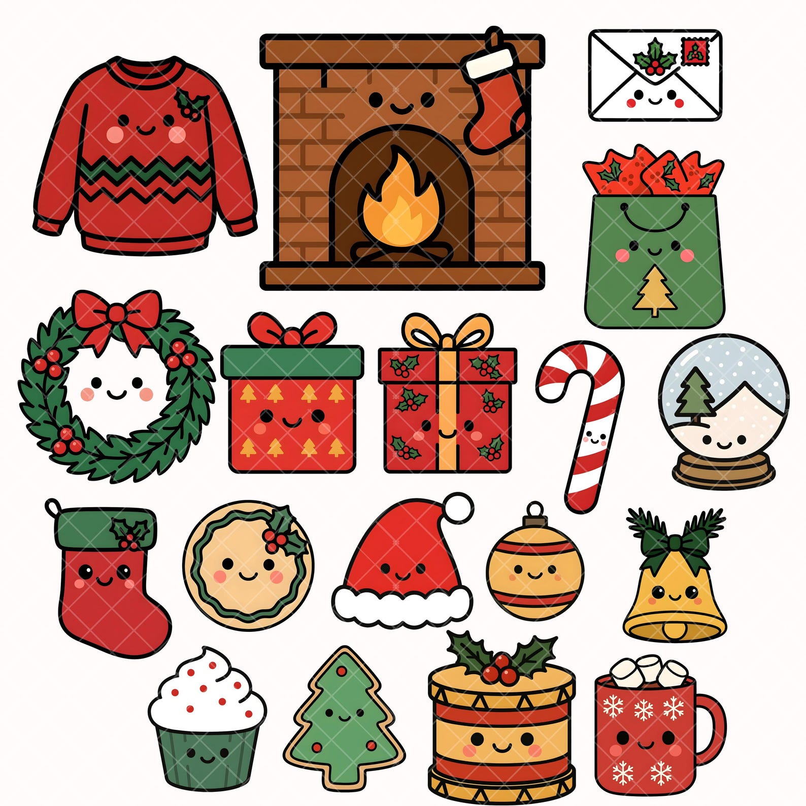 Cute Christmas Clipart - Santa - Reindeer - Snowman - Gingerbread ...