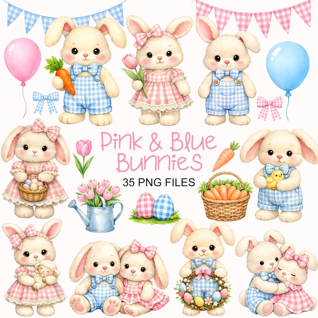 Spring Bunny Clipart - Watercolor - Easter Bunny - Easter Sublimination ...