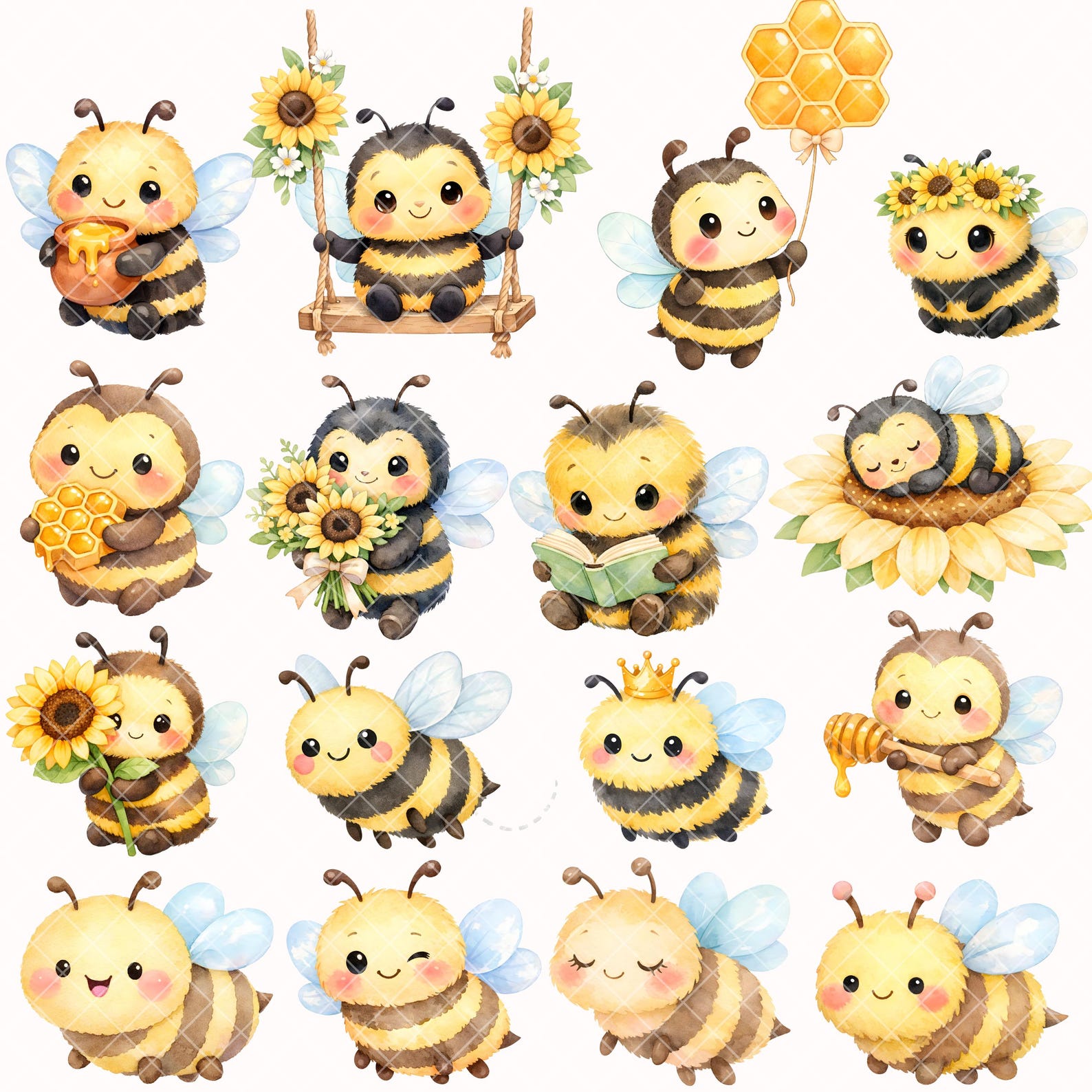 Bumblebee Clipart - Watercolor - Cute Honey Bee Png - Bee Sublimination ...