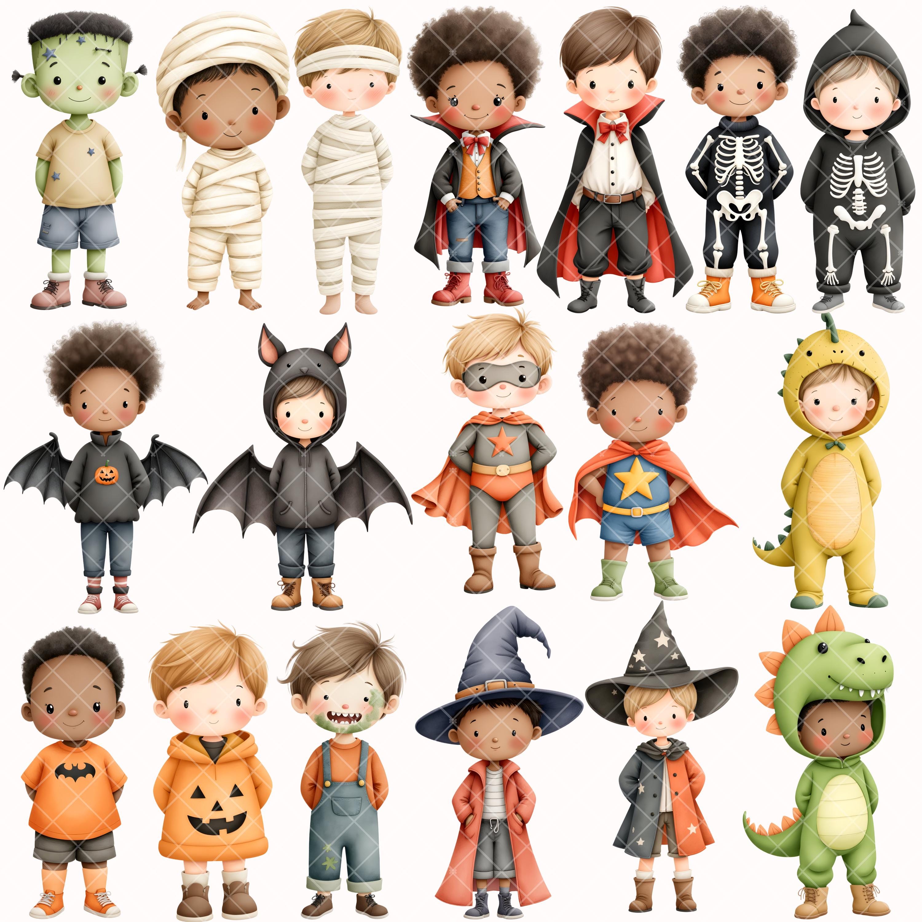 Boys Halloween Clipart - Watercolor - Cute Halloween Png - Costume ...