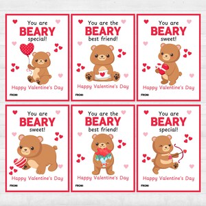 Cute Valentine Cards - Bear Valentine - Printable - School Valentines ...
