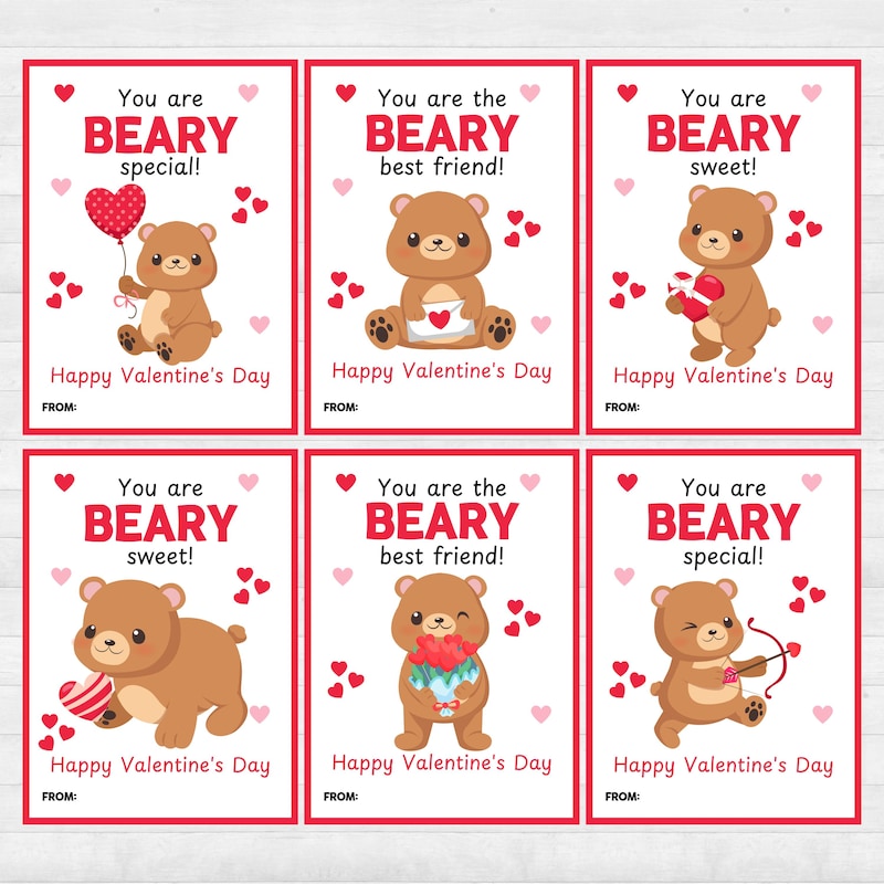 Bear Valentines Cards - Etsy