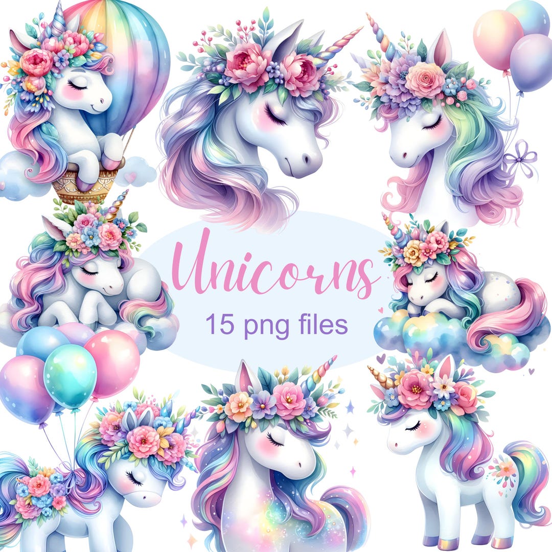 Cute Unicorn Clipart - Watercolor - Unicorn Png - High Quality - Pastel ...