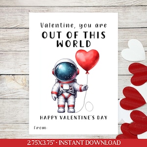 Astronaut Valentine Card - Printable - Instant Download - Kids ...