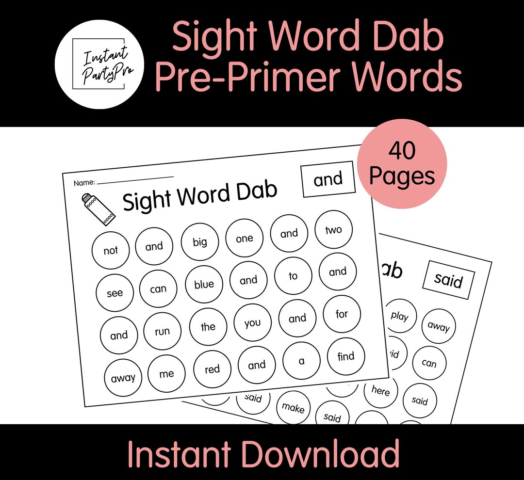 Sight Word Worksheets, Printable, Prek, Kindergarten, Dolch Sight Words ...
