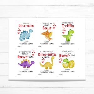 Dinosaur Valentines - Printable - Kids Valentine Cards - Instant ...