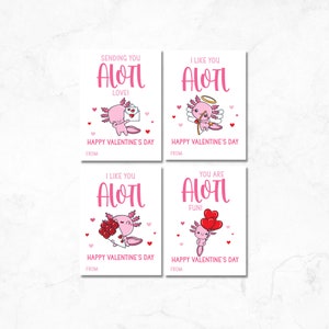 Axolotl Valentine Cards - Printable - Kids Valentines - School ...