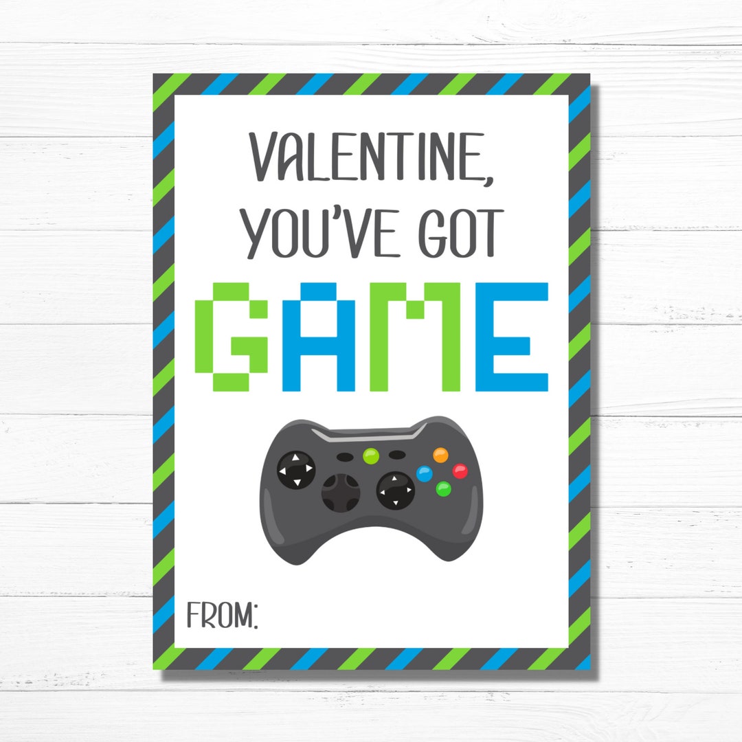 Gamer Valentine Card Printable Instant Download Class Valentine Cards ...