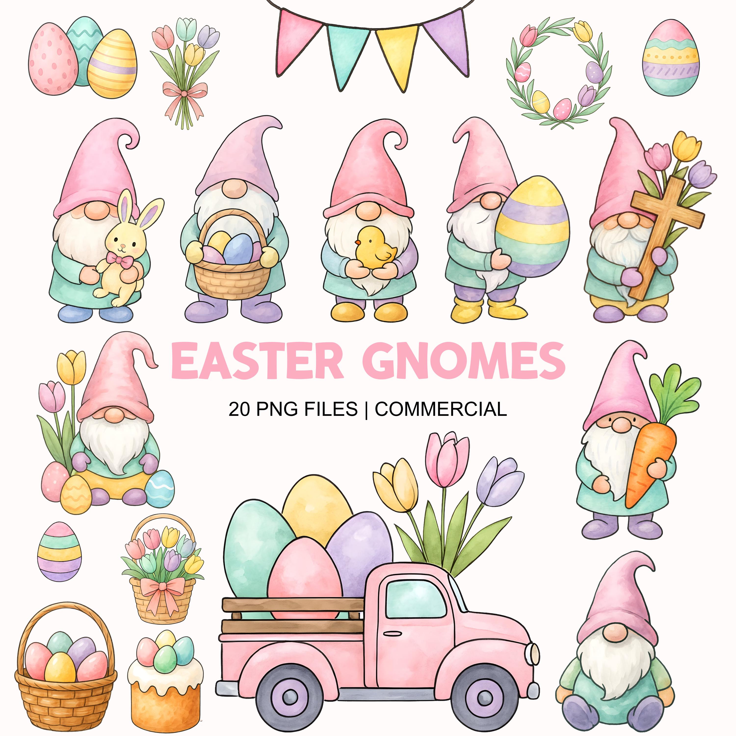 Easter Gnome Clipart - Watercolor - Cute Easter Png - Gnome ...