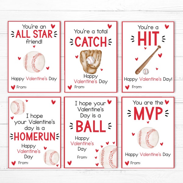 Baseball Valentine Printable - Etsy