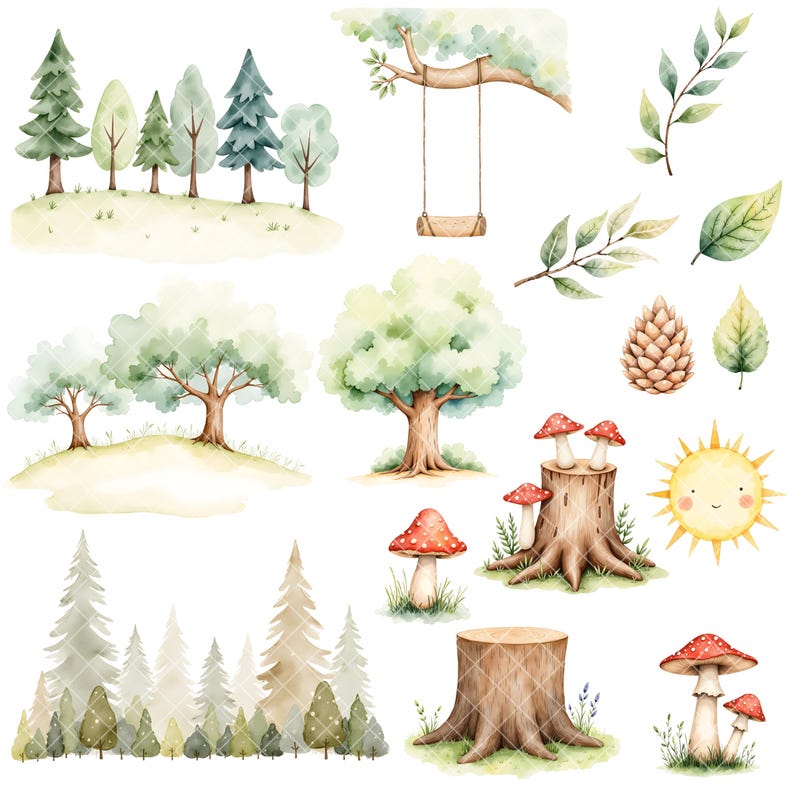 Cute Woodland Animal Clipart - Watercolor - Forest Animals Png - High ...