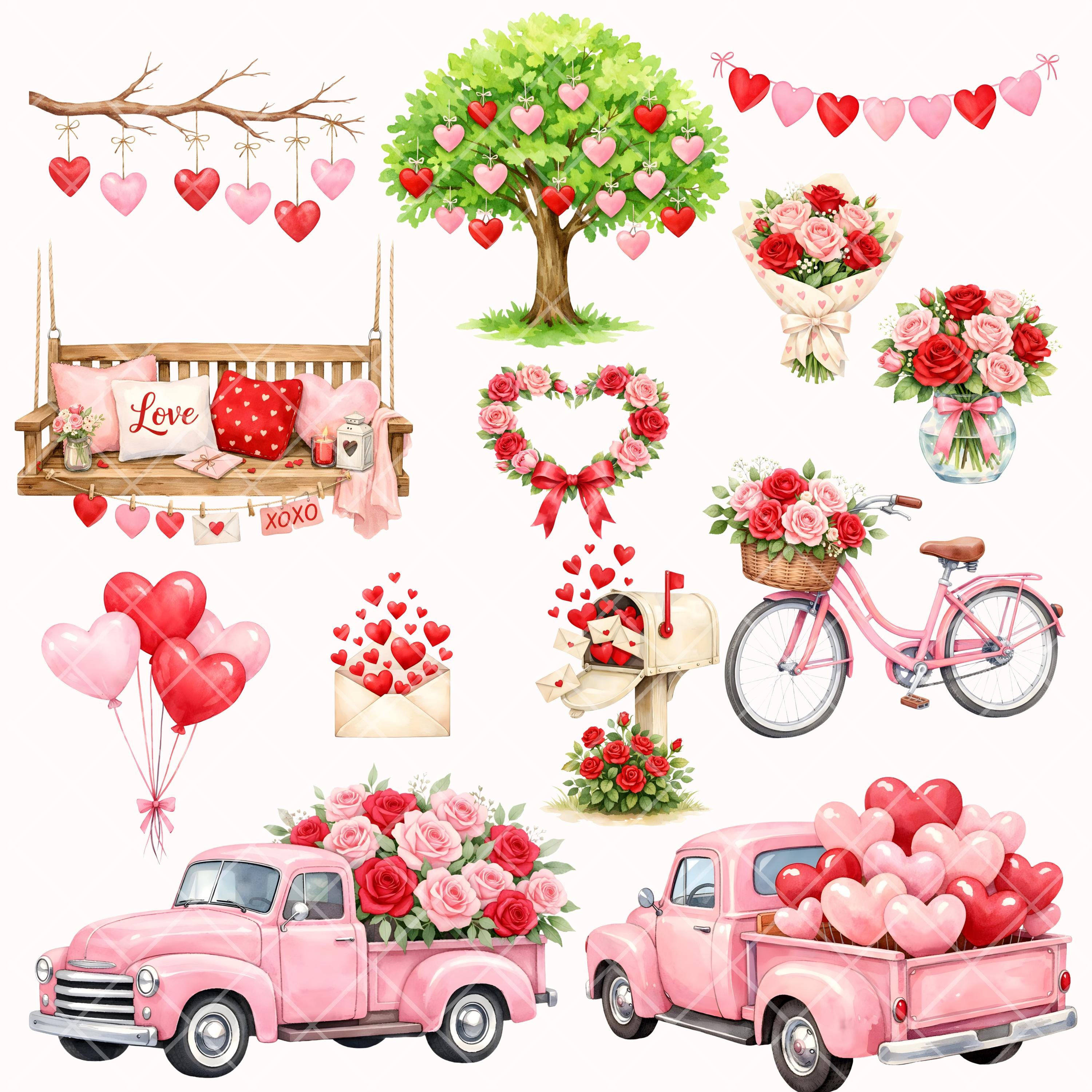 Valentine's Day Clipart - Watercolor - Png Files - Valentine ...