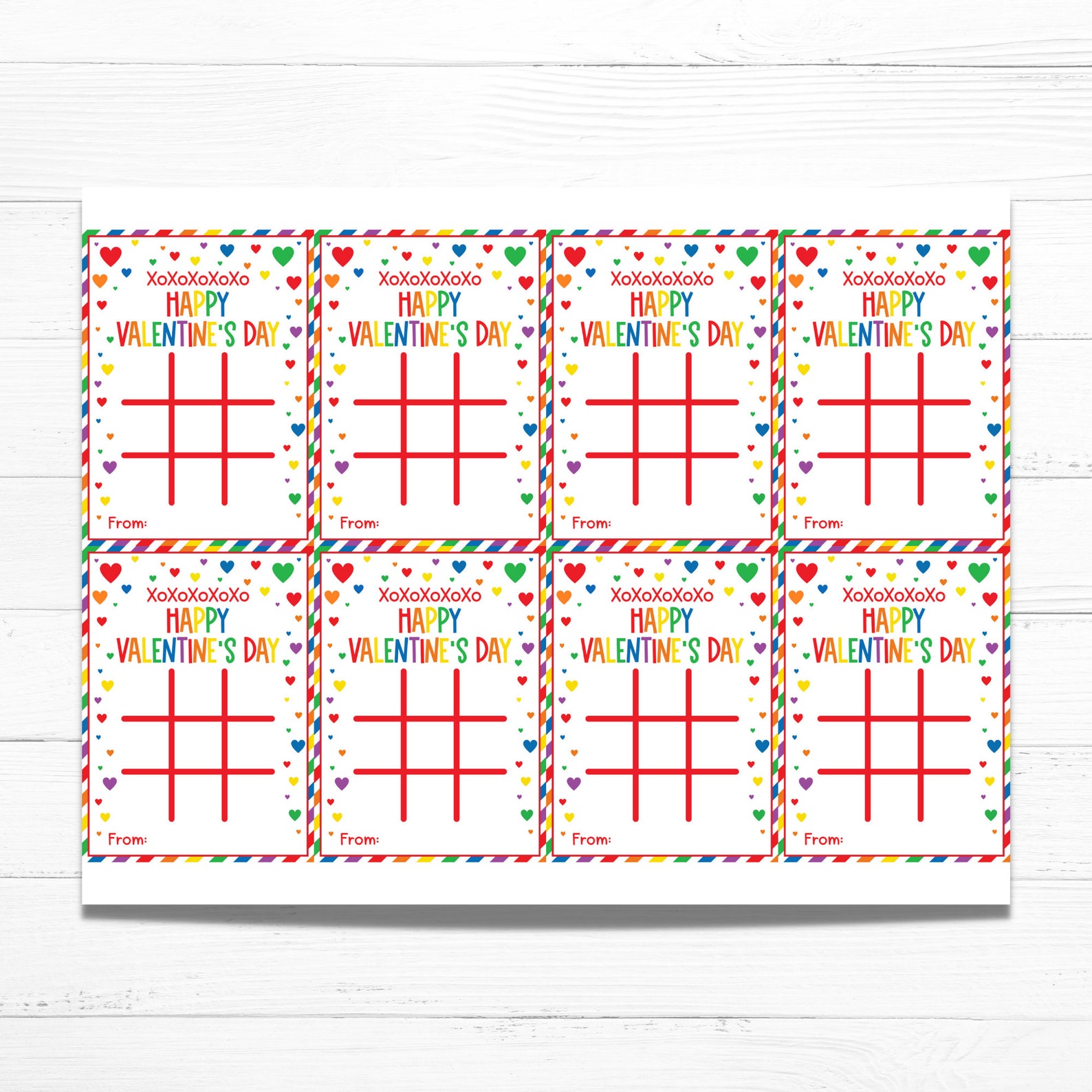 Tic Tac Toe Valentine Cards - Printable - Kids Valentines - Digital ...