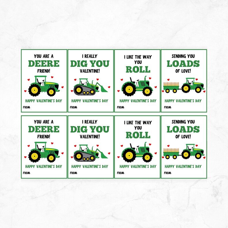Tractor Valentine Cards Printable Kids Valentines School Valentine ...