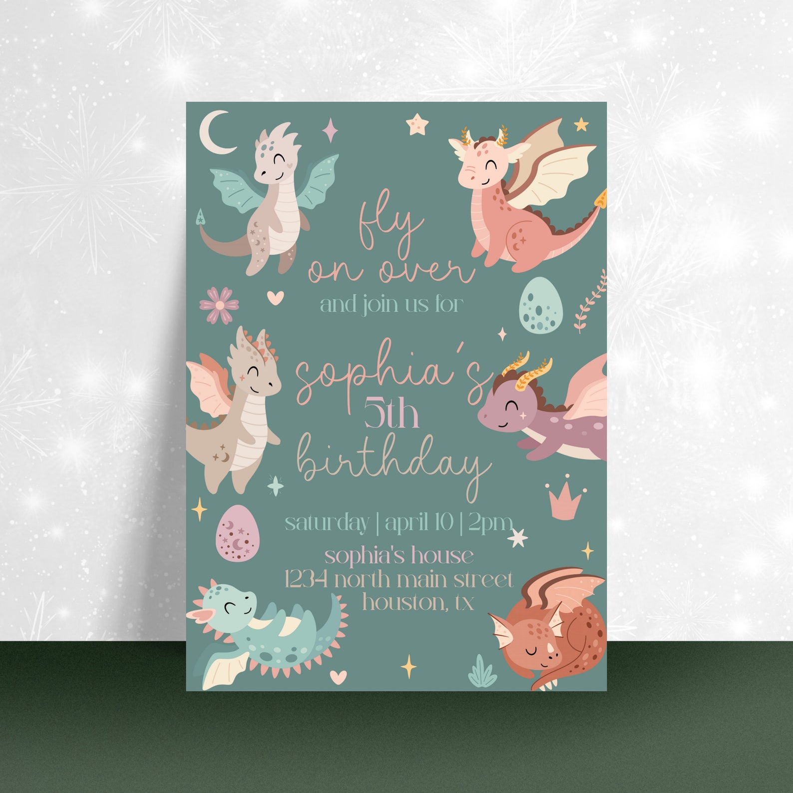 Dragon Invitation, Editable, Printable, Birthday Invitation, Digital ...