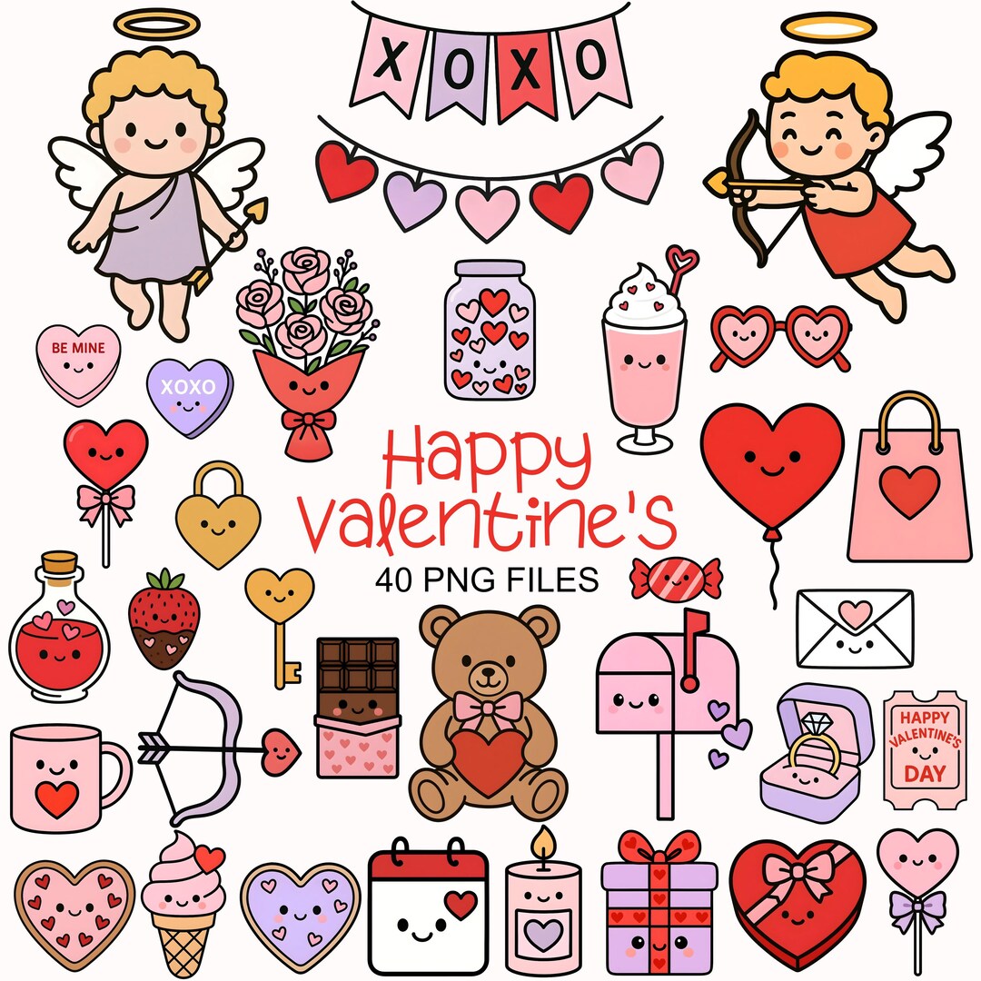 Cute Valentine Clipart - Valentine Png- Cupid - Pastel - Valentine's ...