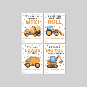 Printable Valentine Cards - Construction - Kids Valentines - School ...