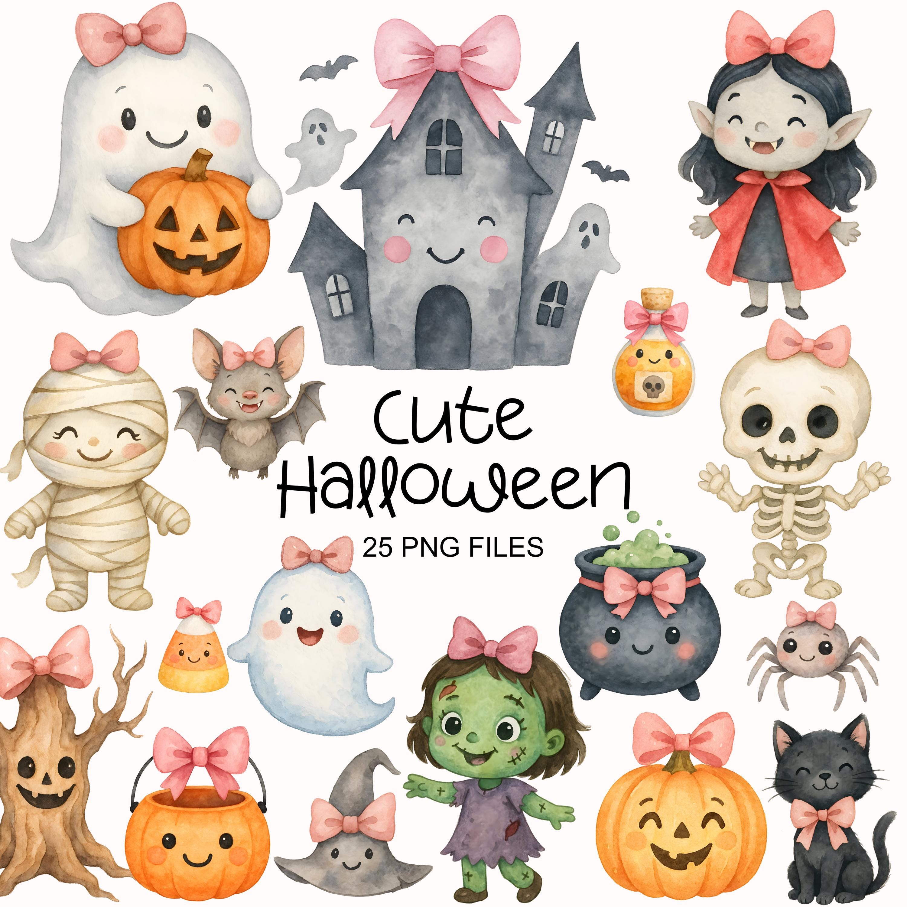 Cute Halloween Clipart - Watercolor - Halloween Png - High Quality ...