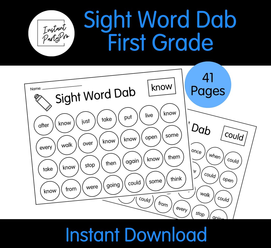 Sight Word Worksheets, Printable, First Grade, Dolch Sight Words, Dot ...