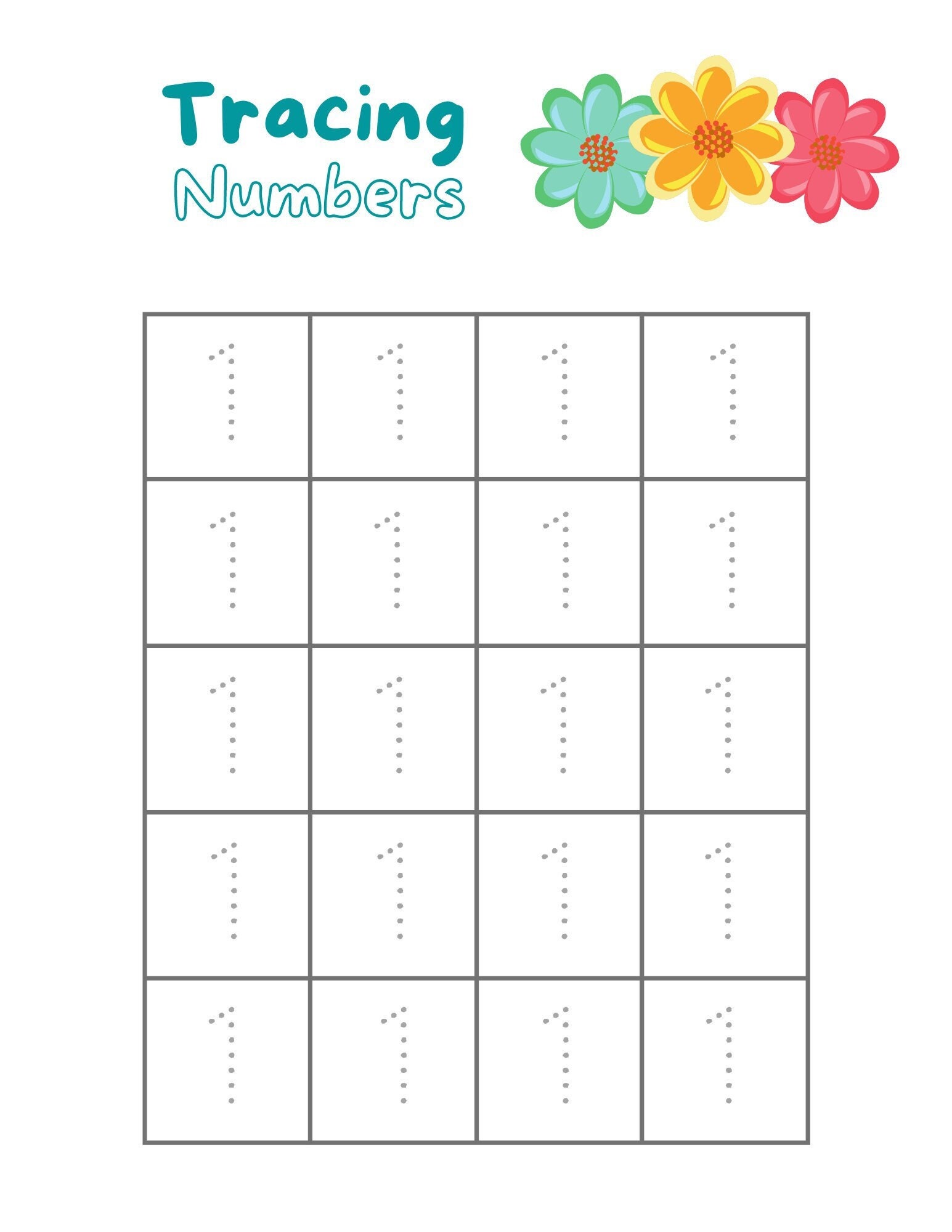 Tracing Numbers - Etsy