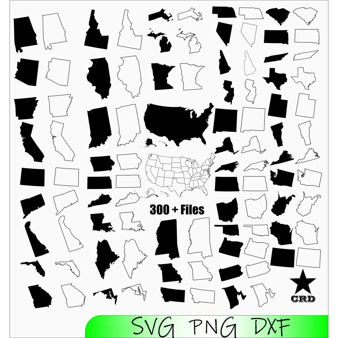 USA States SVG Bundle / 50 States SVG Bundle / 300 Files/ Cut | Etsy